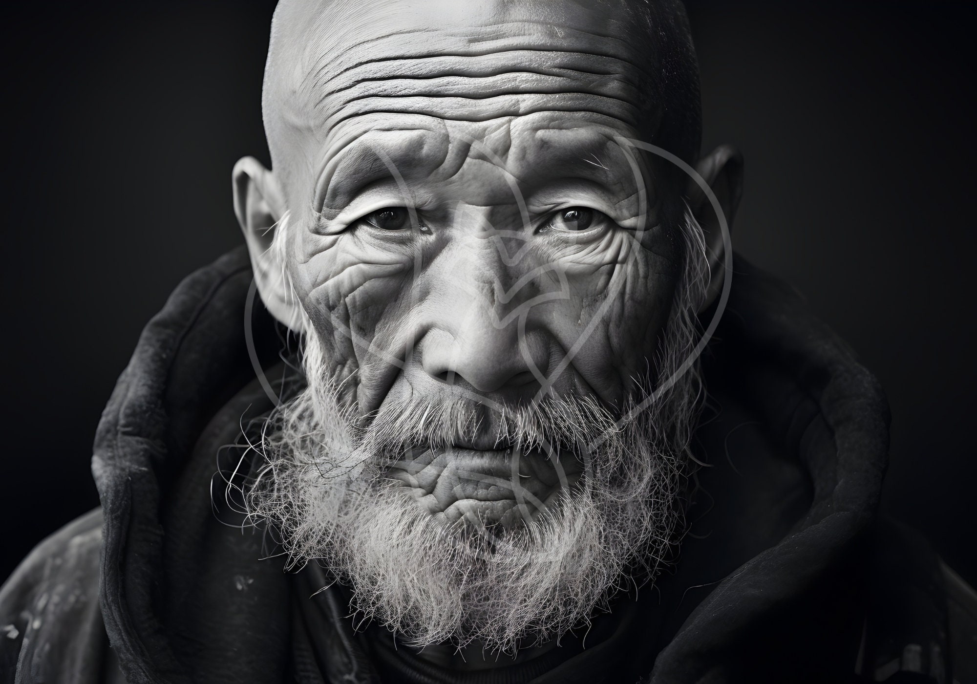 Old Asian Man Portrait Photography Photo Art Print Digitally Printable ...