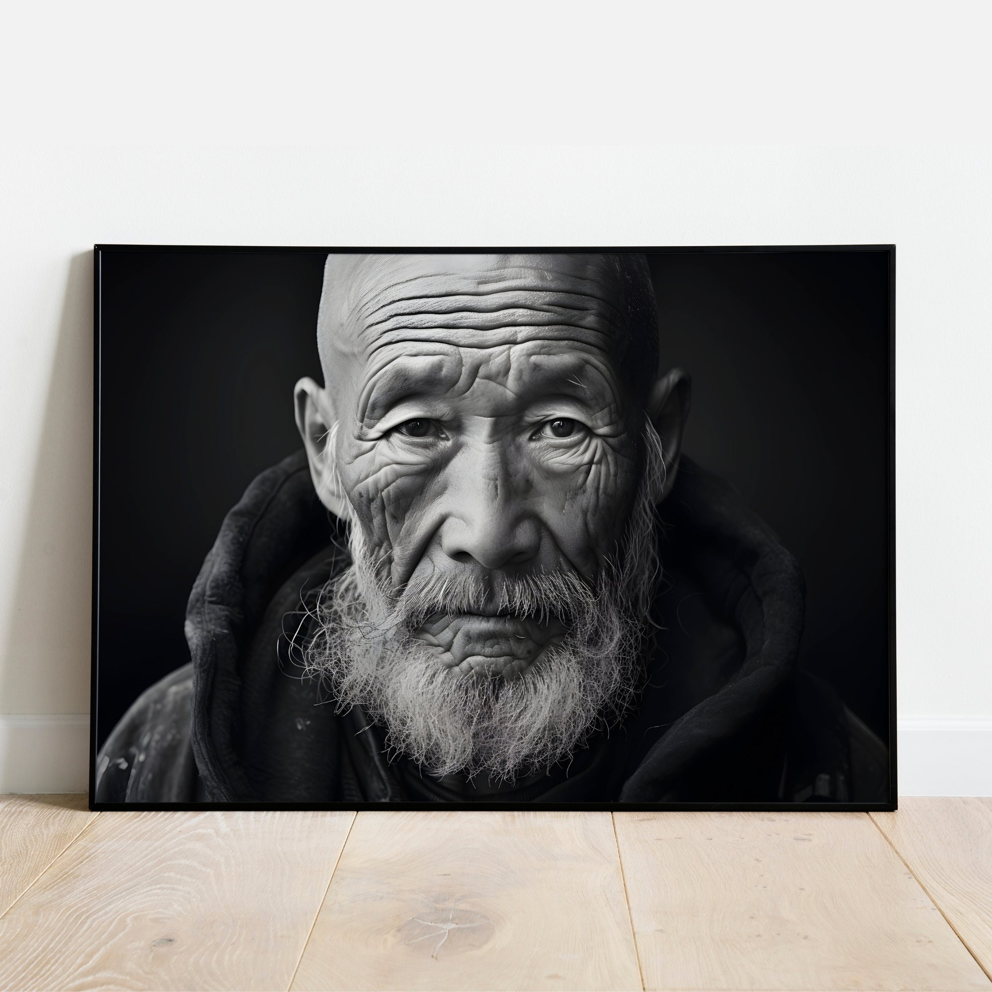 Old Asian Man Portrait Photography Photo Art Print Digitally Printable ...