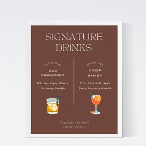 Fall Signature Drink Sign Template, Wedding Signature Drinks Template ...