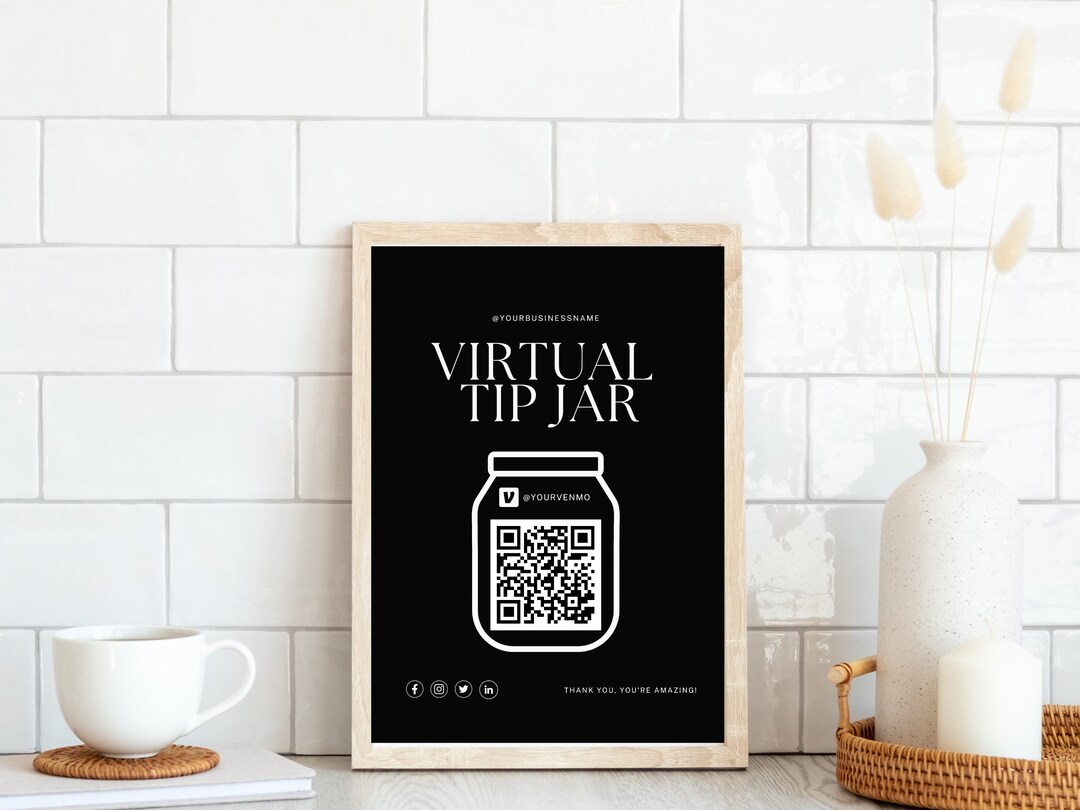 Printable Virtual Tip Jar Venmo Payment Sign QR Code Tip - Etsy Printable Virtual Tip Jar Venmo Payment Sign QR Code Tip - Etsy