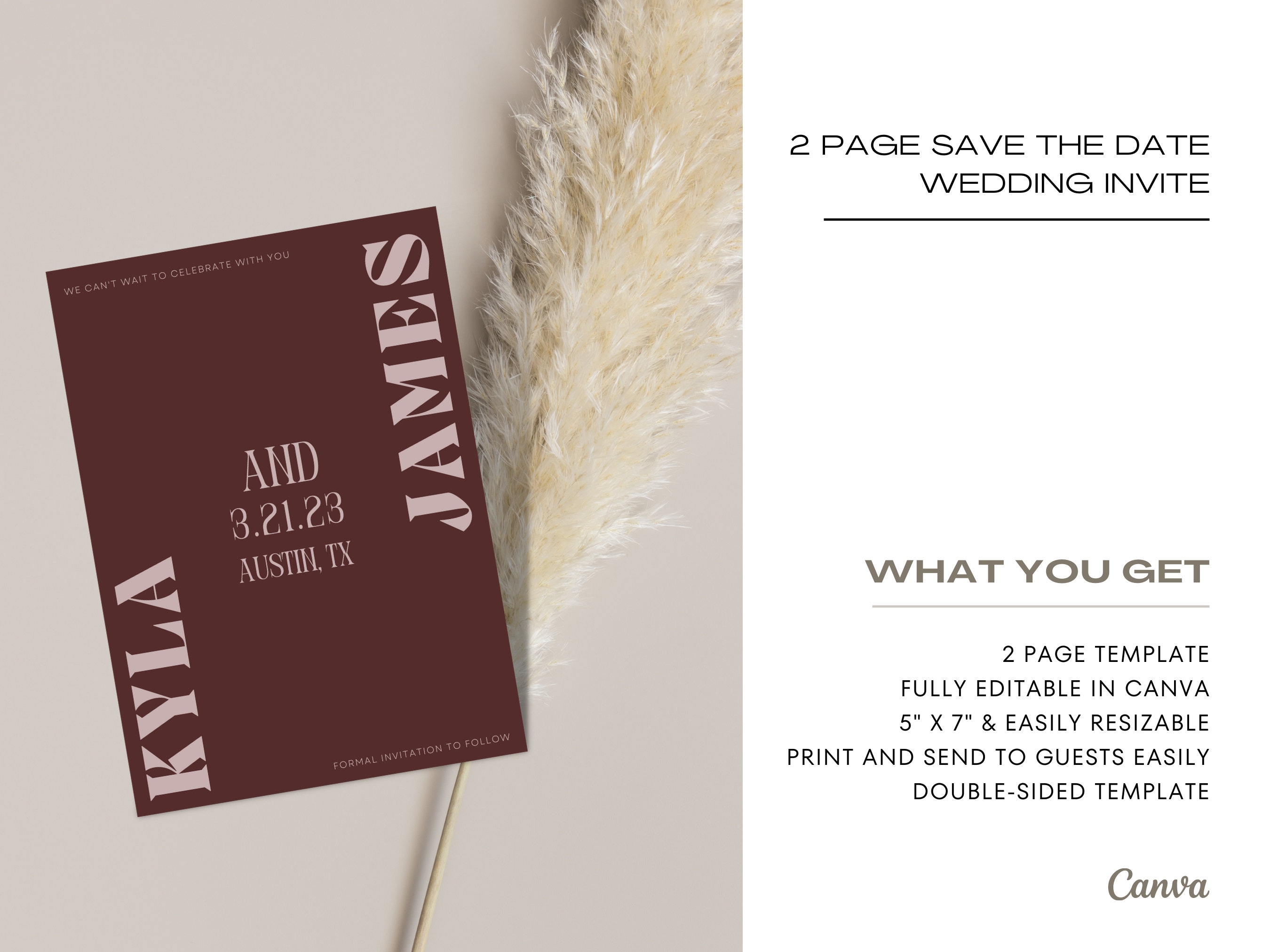 Modern Save the Date Template, Save the Date Invitation, Retro Save the ...