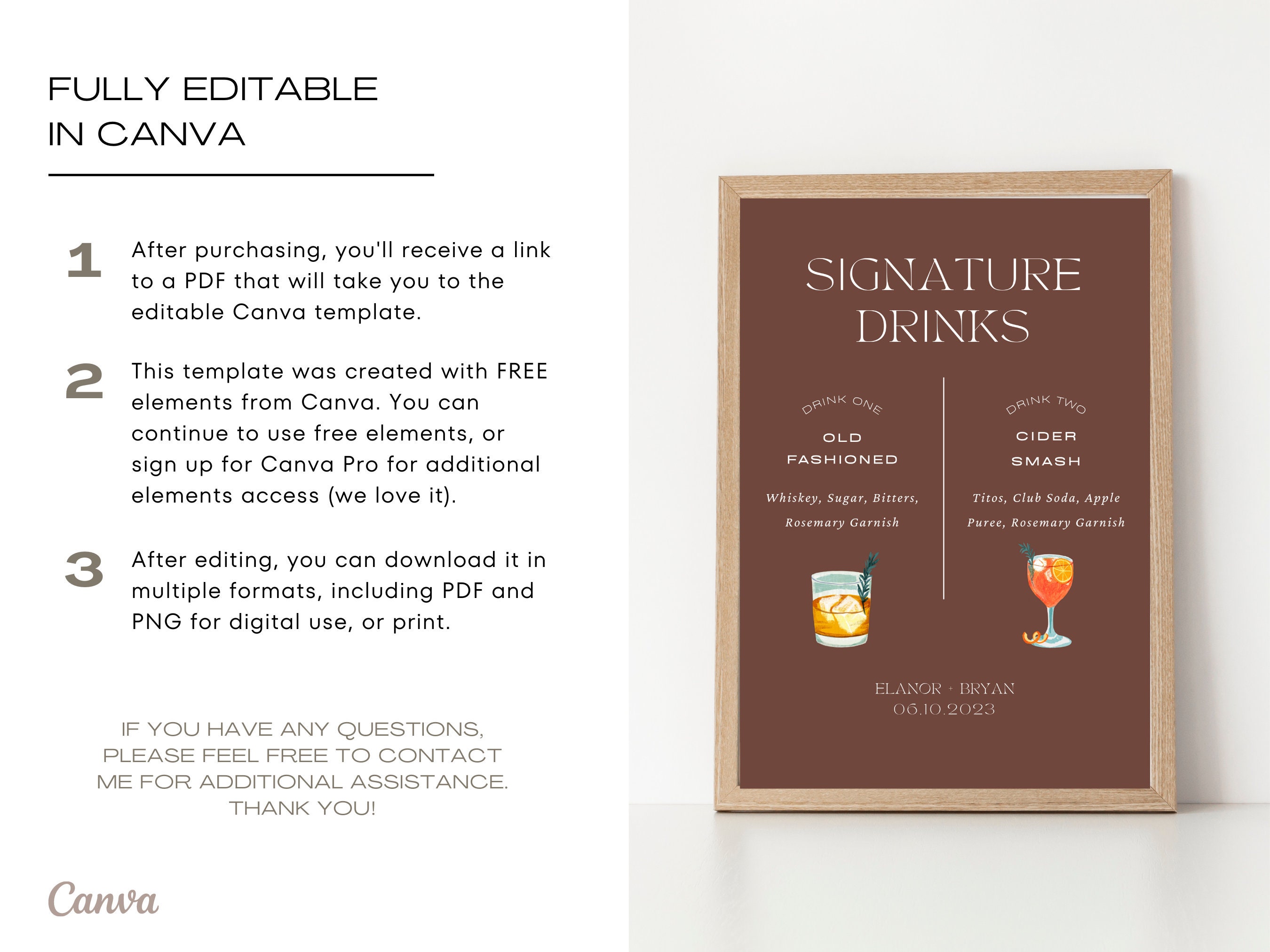 Fall Signature Drink Sign Template, Wedding Signature Drinks Template ...