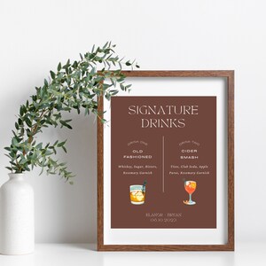 Fall Signature Drink Sign Template, Wedding Signature Drinks Template ...