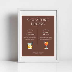 Fall Signature Drink Sign Template, Wedding Signature Drinks Template ...