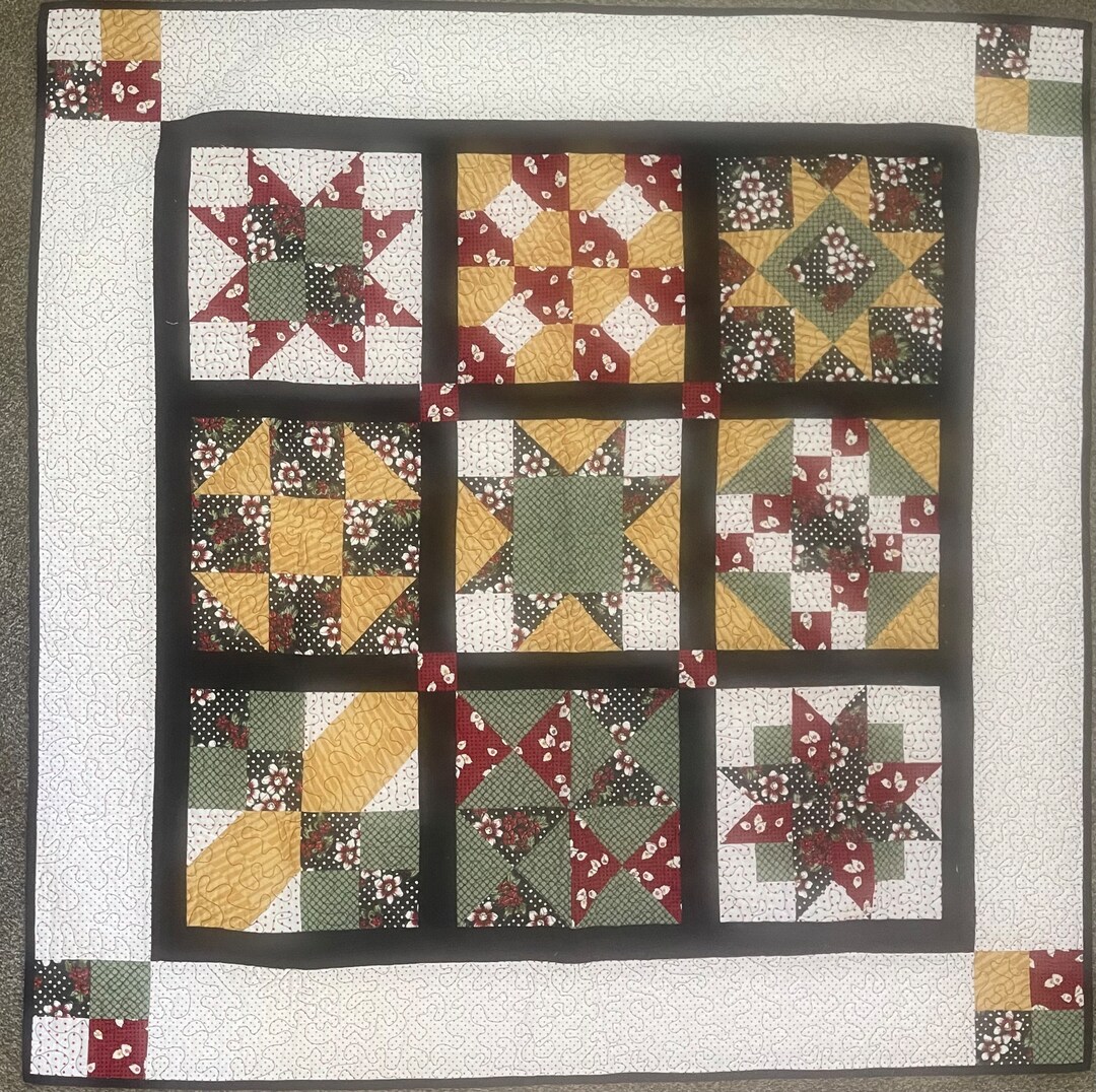 Hand Made Lap Size Quilt. Big Blocks Handmade Quilt With Colorful ...