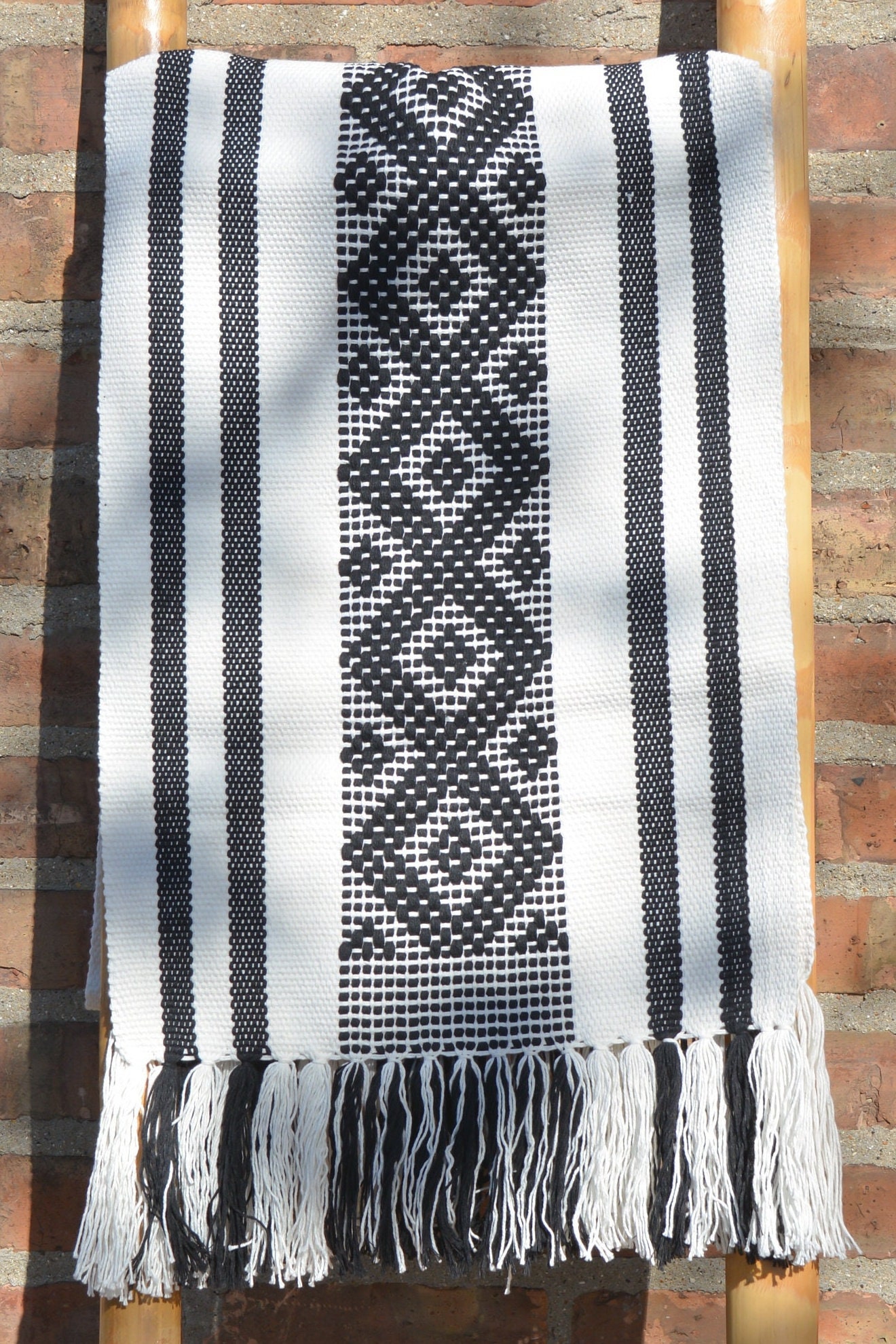 Xochitl Table Runner | Black | Backstrap Loom Table Runner - Etsy