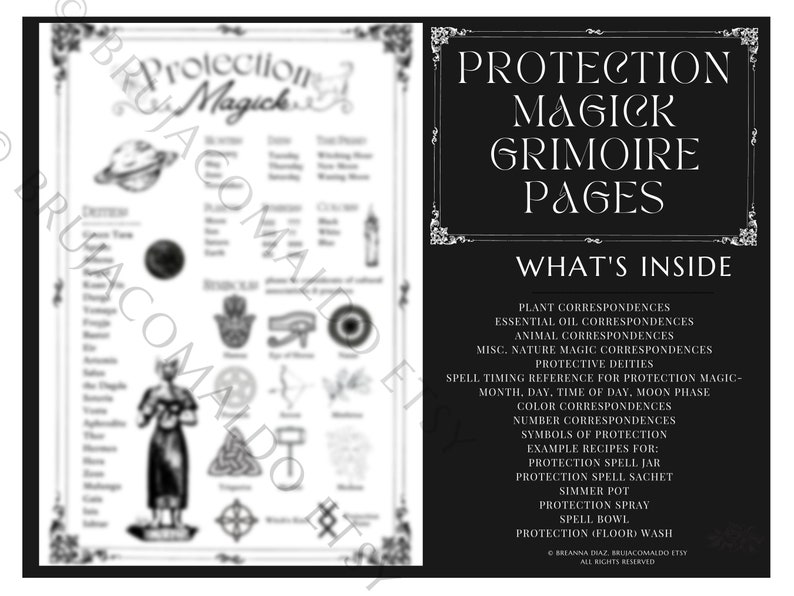 Protection Magic Book of Shadows Grimoire Pages | Witchcraft Printables ...