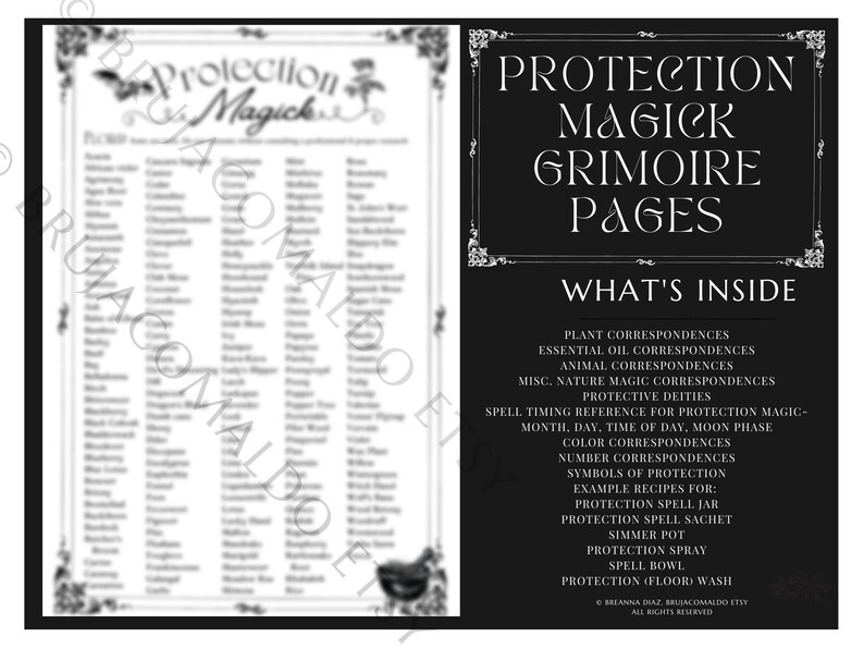 Protection Magic Book of Shadows Grimoire Pages | Witchcraft Printables ...