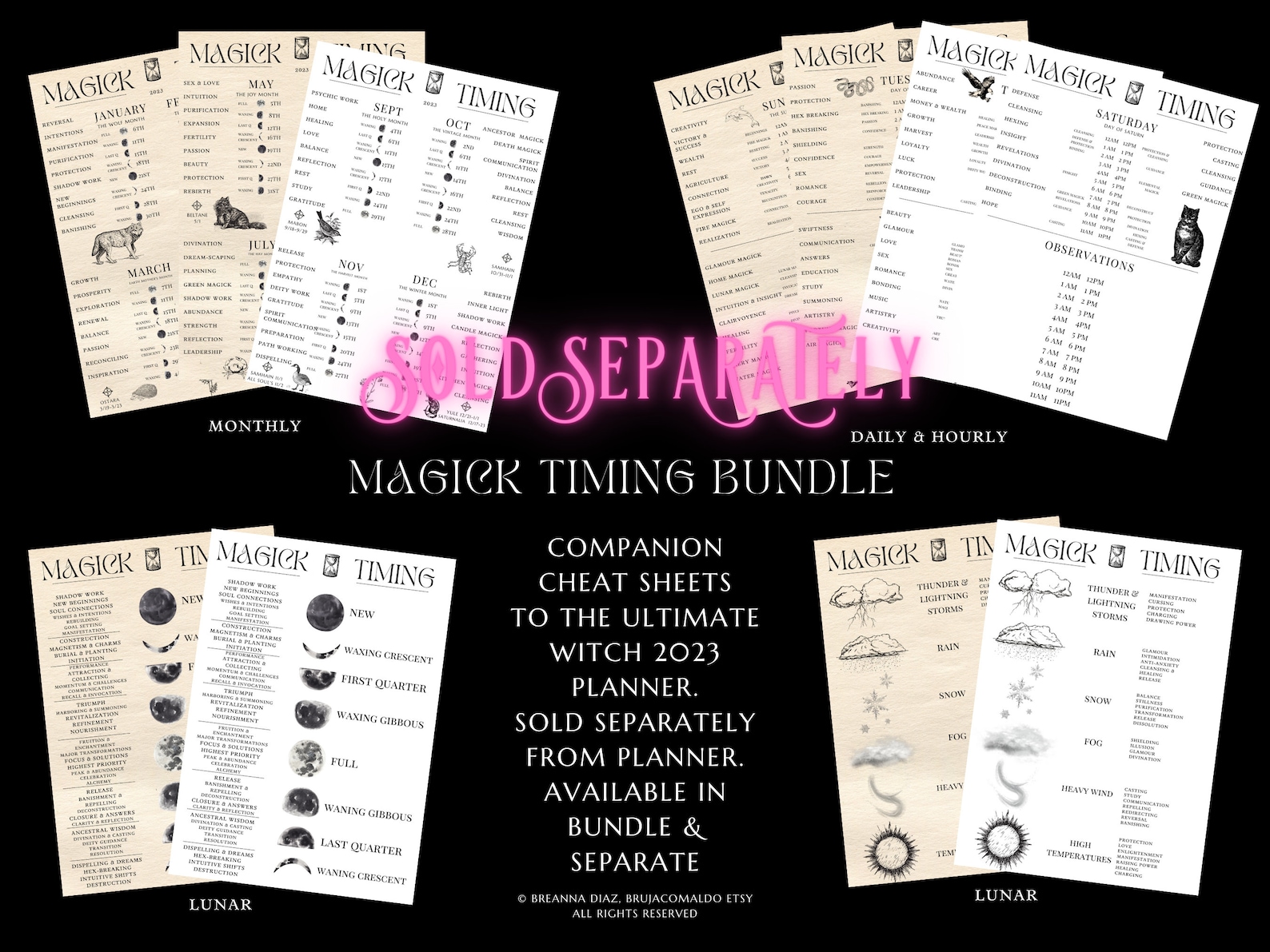 Magick Timing MONTHS Correspondence Cheat Sheet for Ultimate - Etsy
