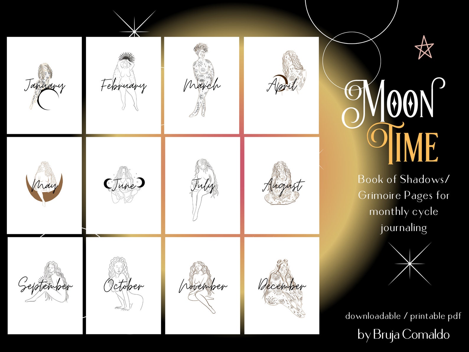 Moon Time Planner Digital Lunar Journal Inner Seasons Menstrual Cycle ...