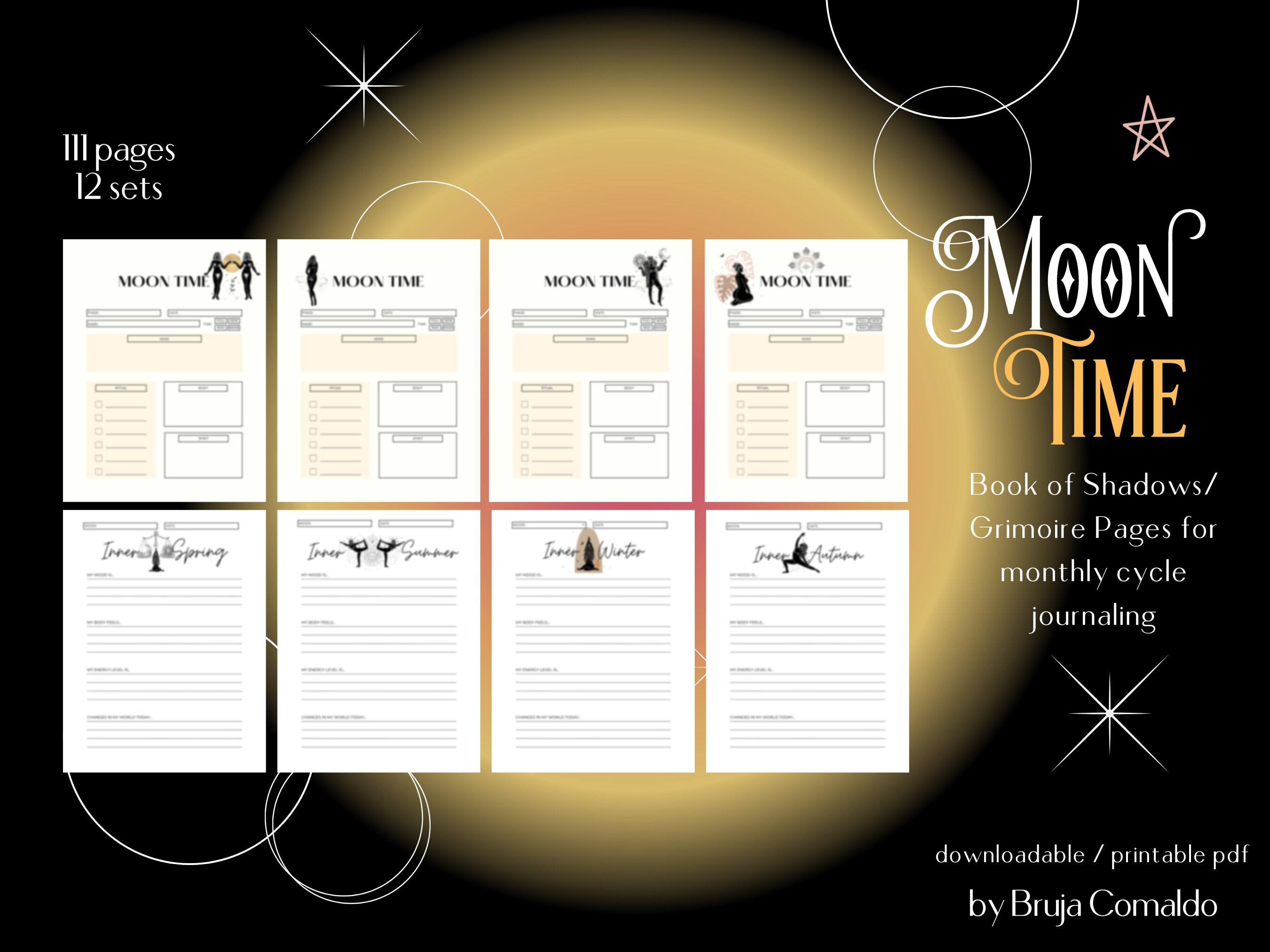 Moon Time Planner Digital Lunar Journal Inner Seasons Menstrual Cycle ...