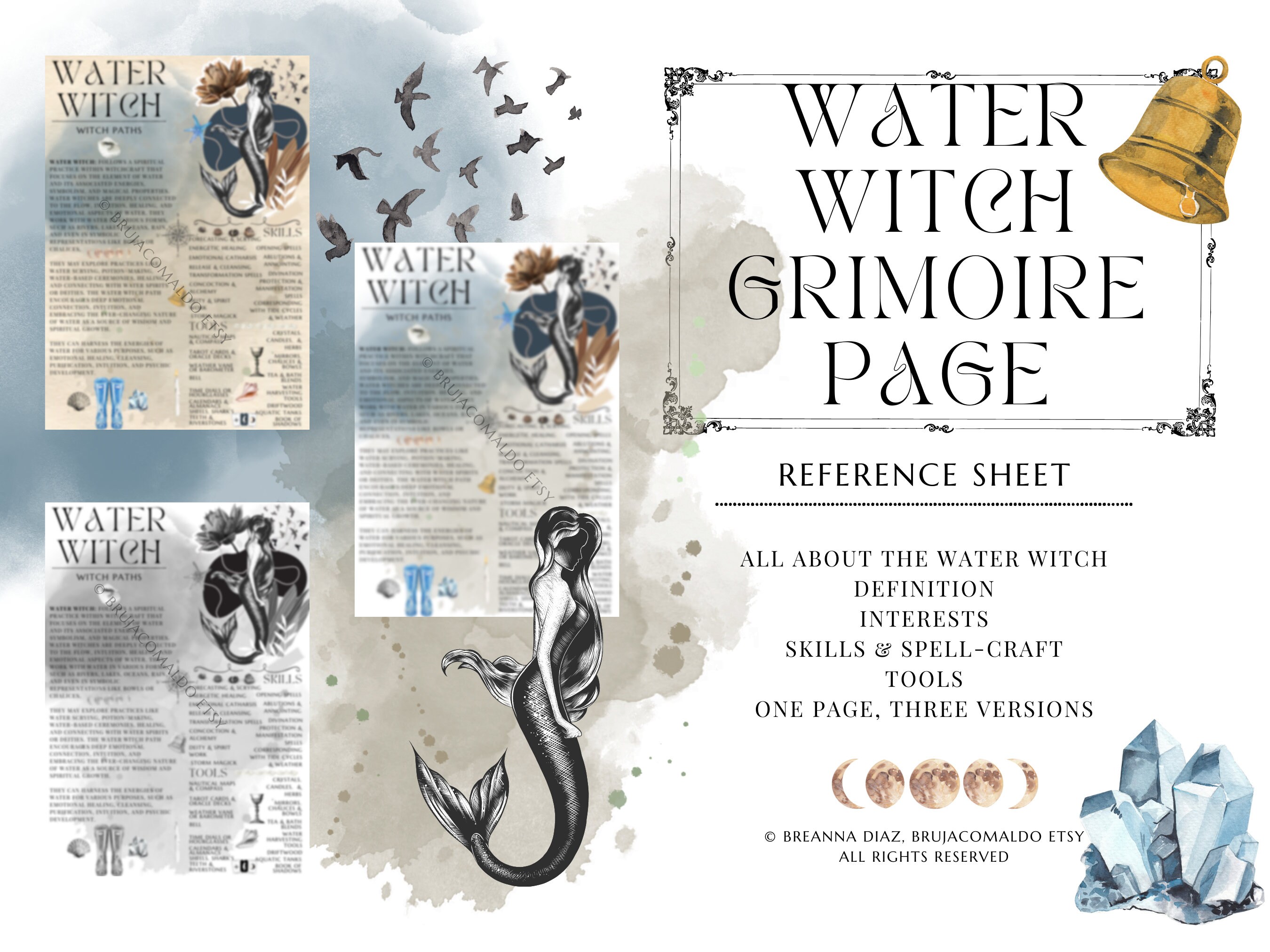 Water Witch Path Grimoire Page Printable BOS Page - Etsy