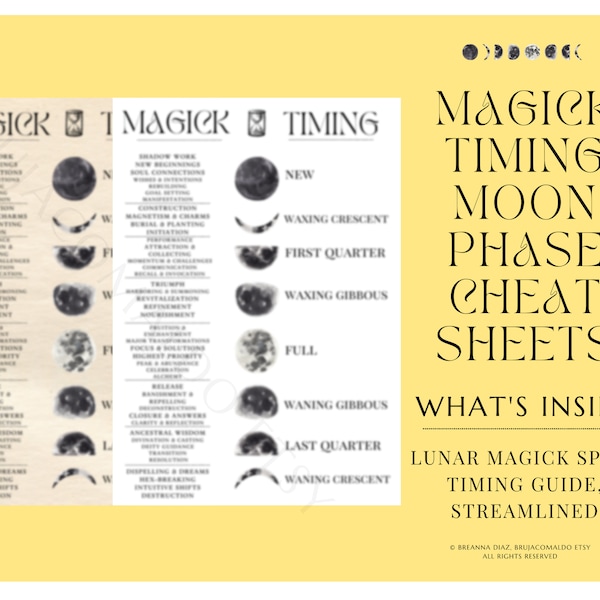 Moon Phases Cheat Sheet - Etsy Australia