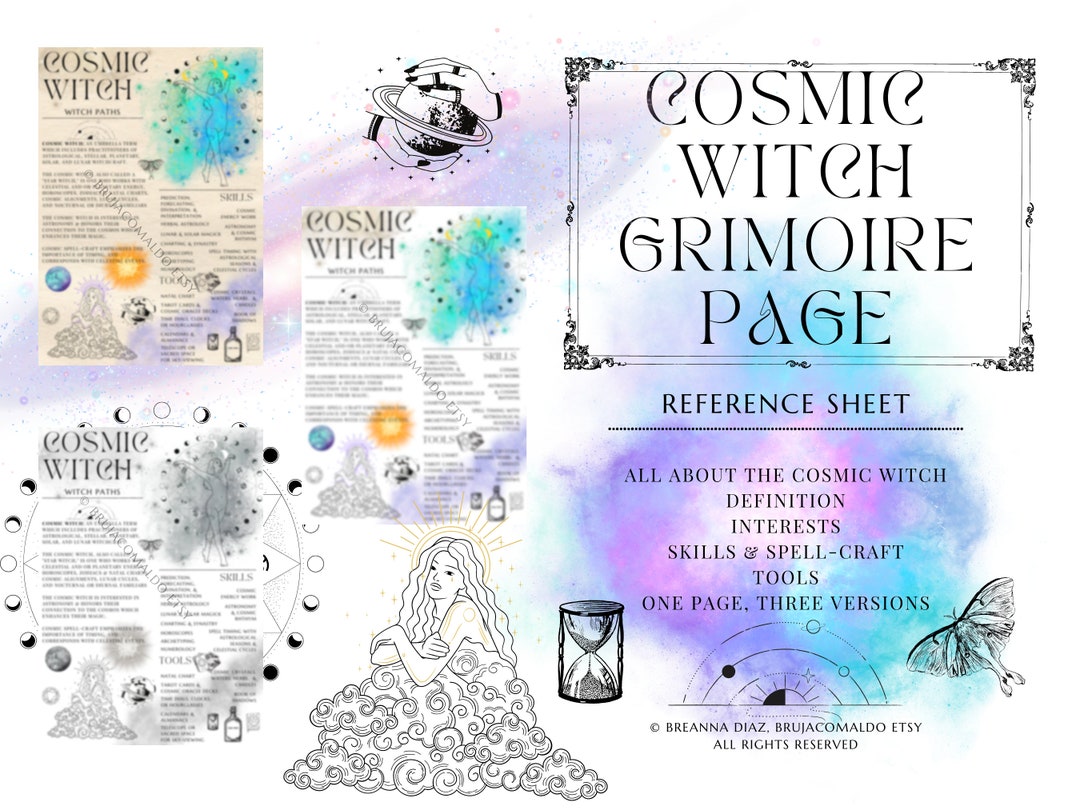 The Cosmic Witch Path Grimoire Page | Printable BOS Page, Witchcraft ...