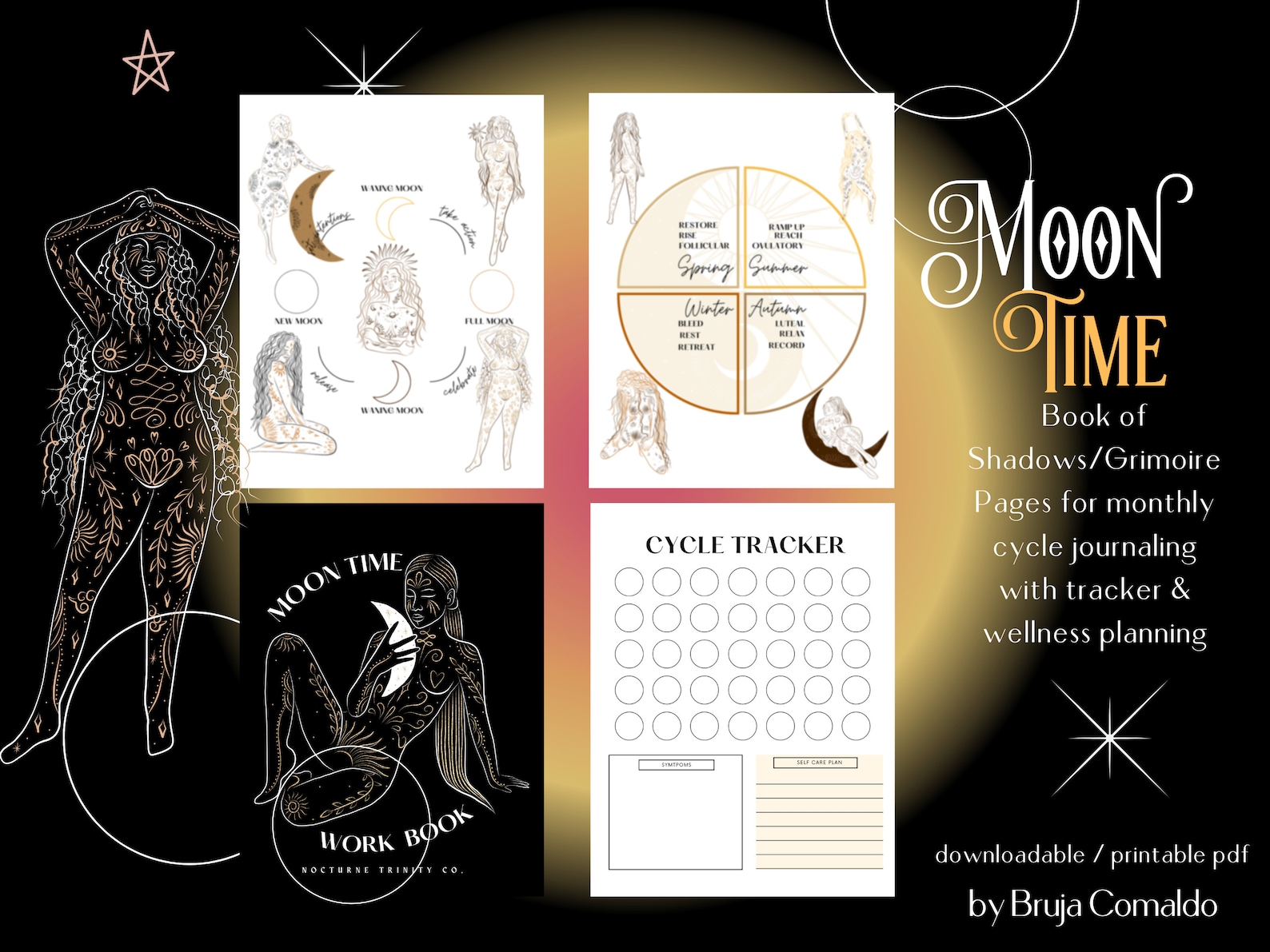 Moon Time Planner Digital Lunar Journal Inner Seasons Menstrual Cycle ...