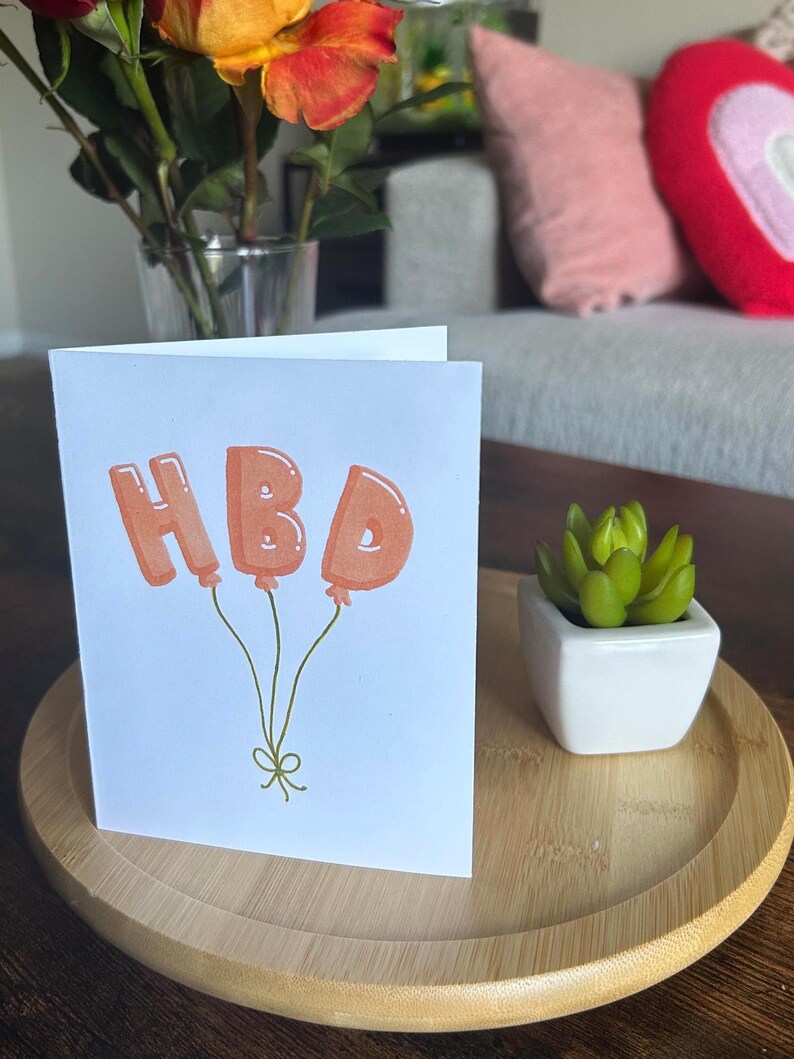 Happy Birthday HBD Balloons Card - Etsy