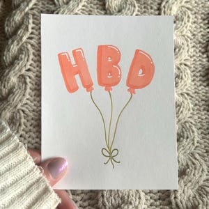 Happy Birthday HBD Balloons Card - Etsy