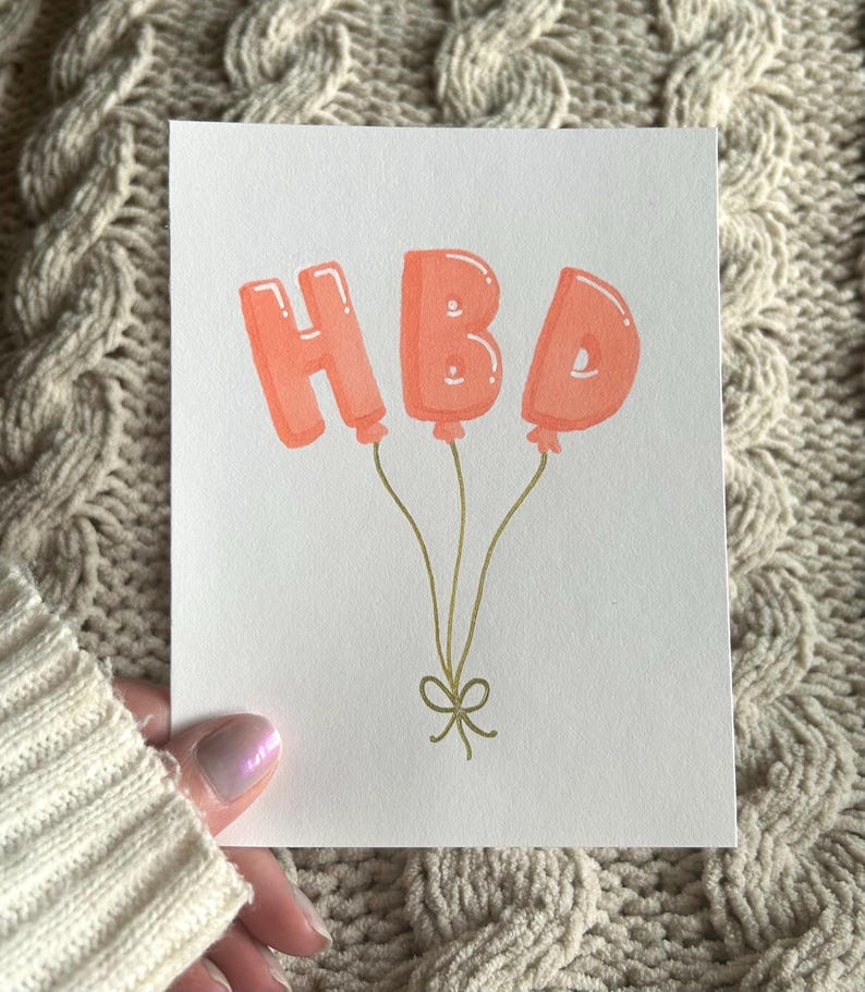 Happy Birthday HBD Balloons Card - Etsy