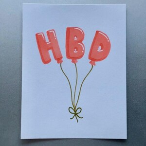Happy Birthday HBD Balloons Card - Etsy