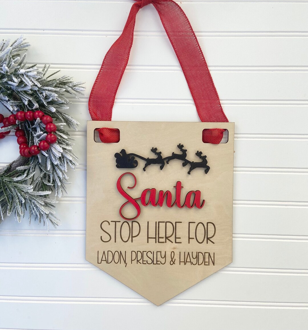 Personalized Santa Stop Here Sign Santa Sign Christmas Decor - Etsy