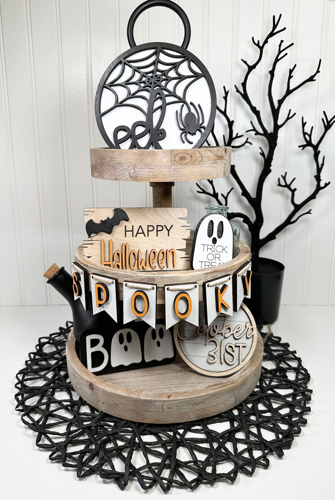 Halloween Tier Tray Decor, Halloween Decor, Halloween Wood Sign ...