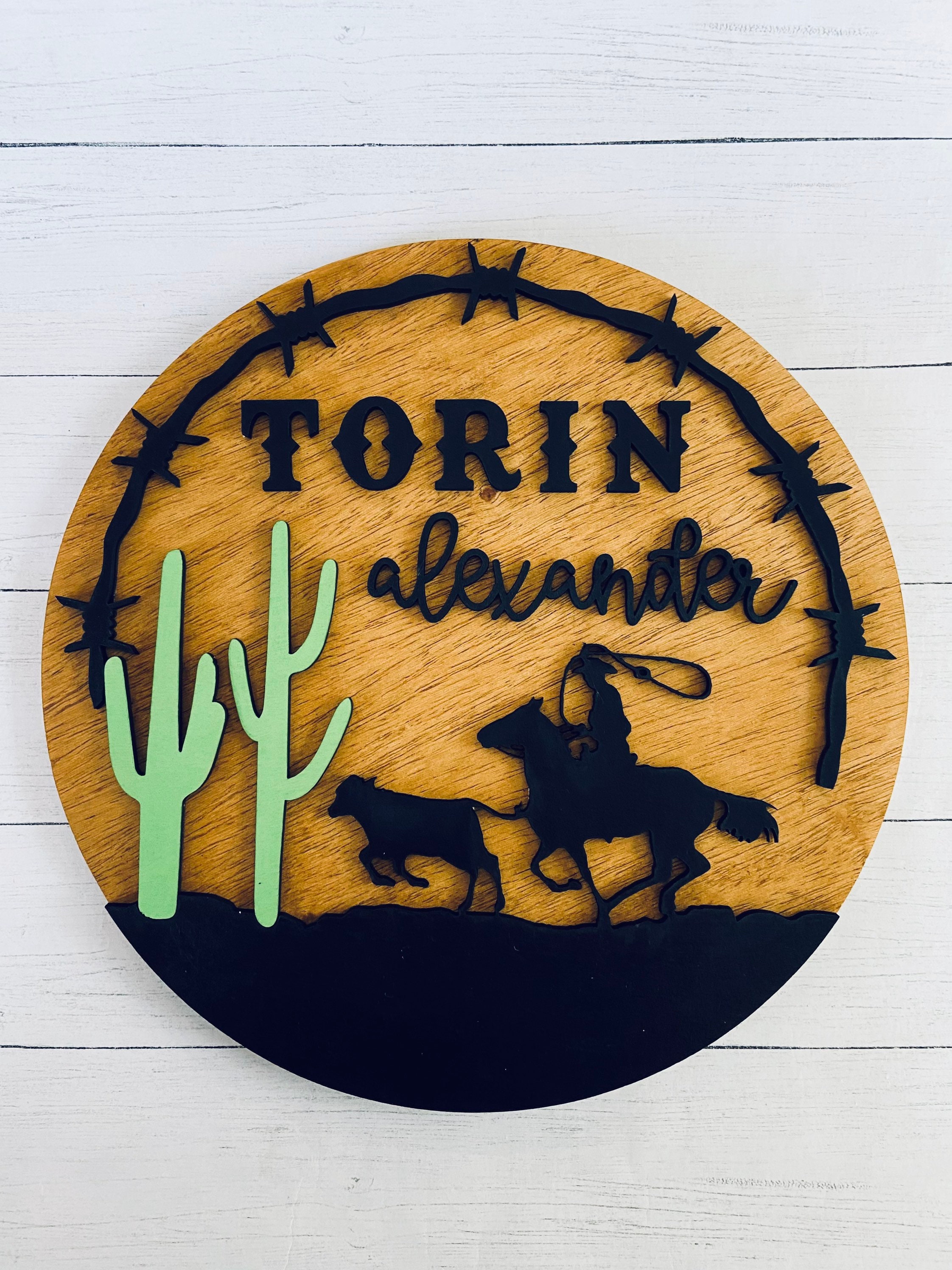 Western Baby Name Sign Name Announcement Cowboy Baby Name - Etsy