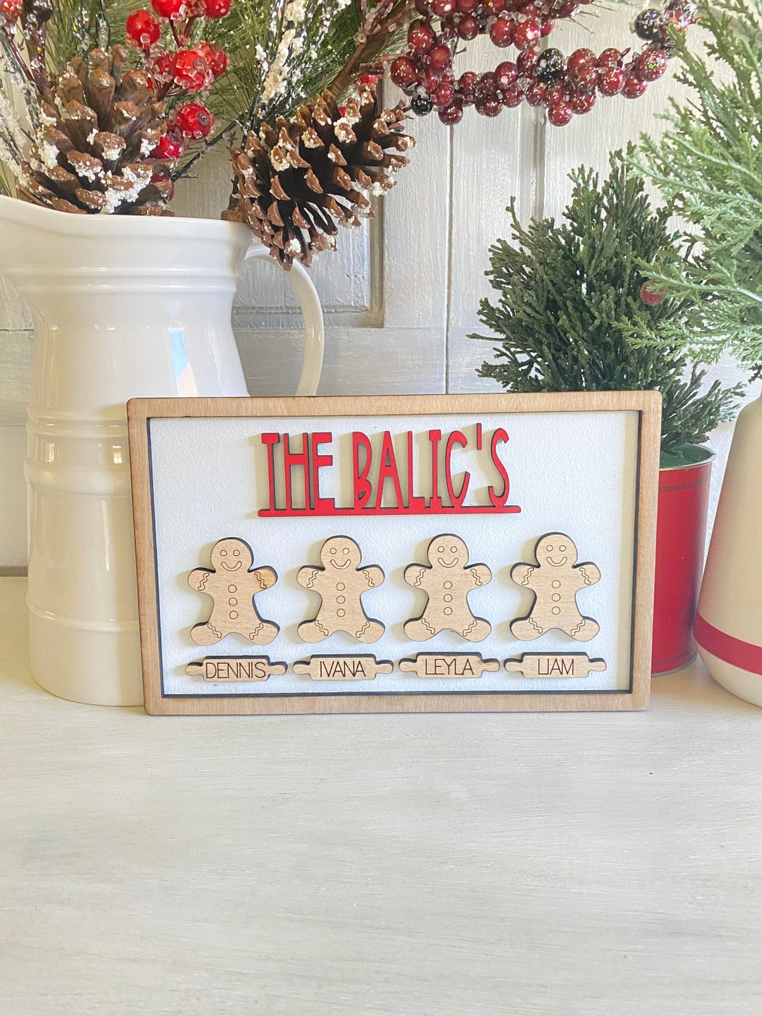 Personalized With Name Gingerbread Sign, Adorable Christmas Decor ...