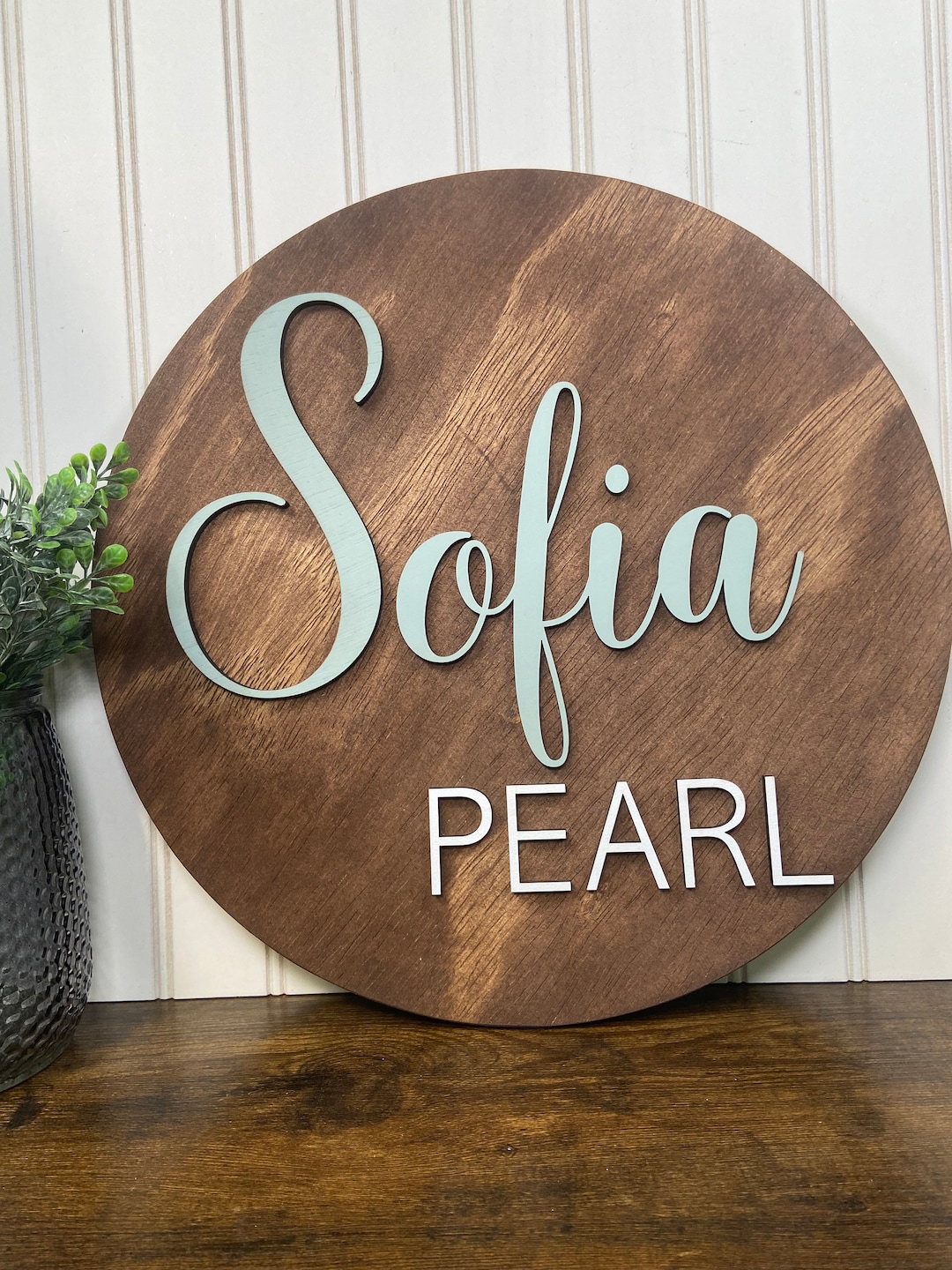 Custom Wooden Nursery Name Sign, Round Nursery Name Sign, 3D Name Sign ...