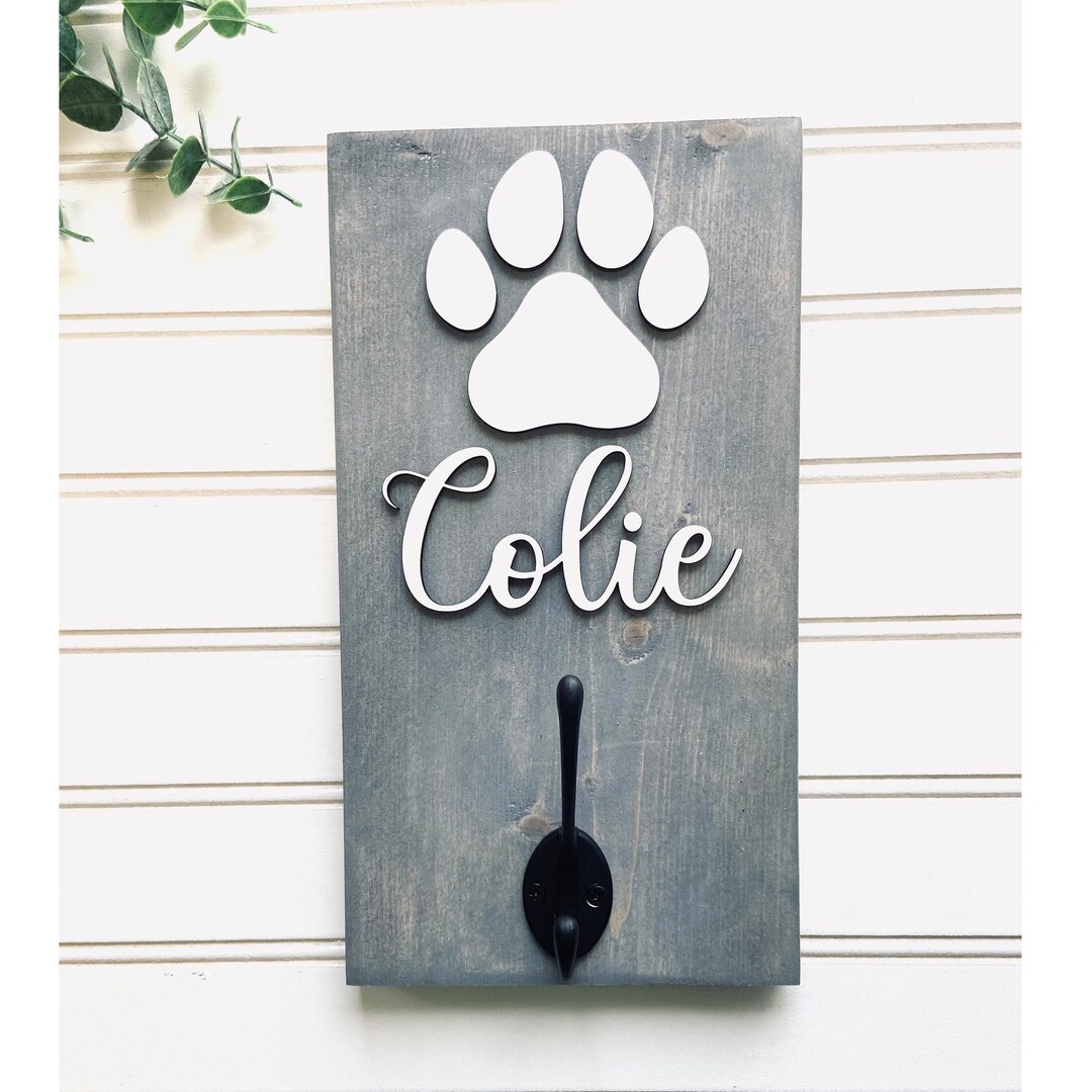 Personalized Dog Leash Holder, Dog Leash Hanger, Dog Leash, Dog Name ...