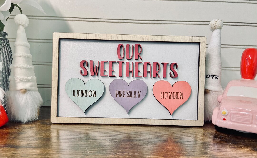 Personalized Our Sweethearts Name Signs, Candy Hearts, Conversation ...