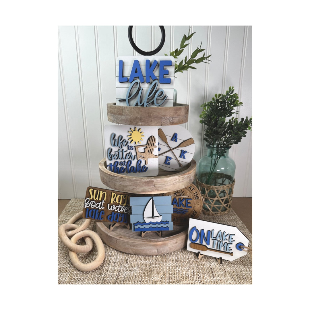 Lake Tiered Tray Decor, Lake House Decor, Lake Life Decor, Nautical ...