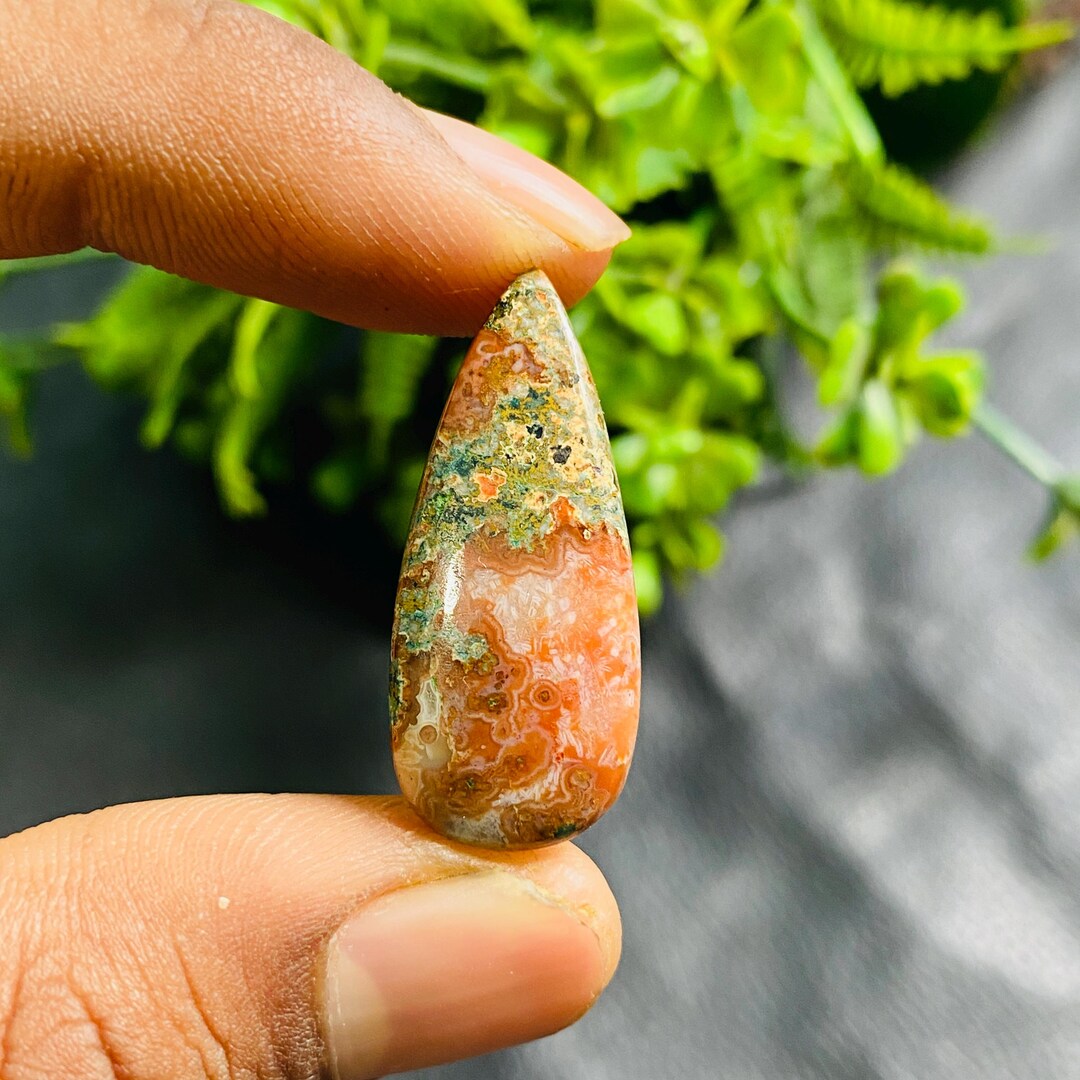 AAA+ Moroccan Seam Agate - Moroccan Seam Agate Cabochon Gemstone - Pear ...