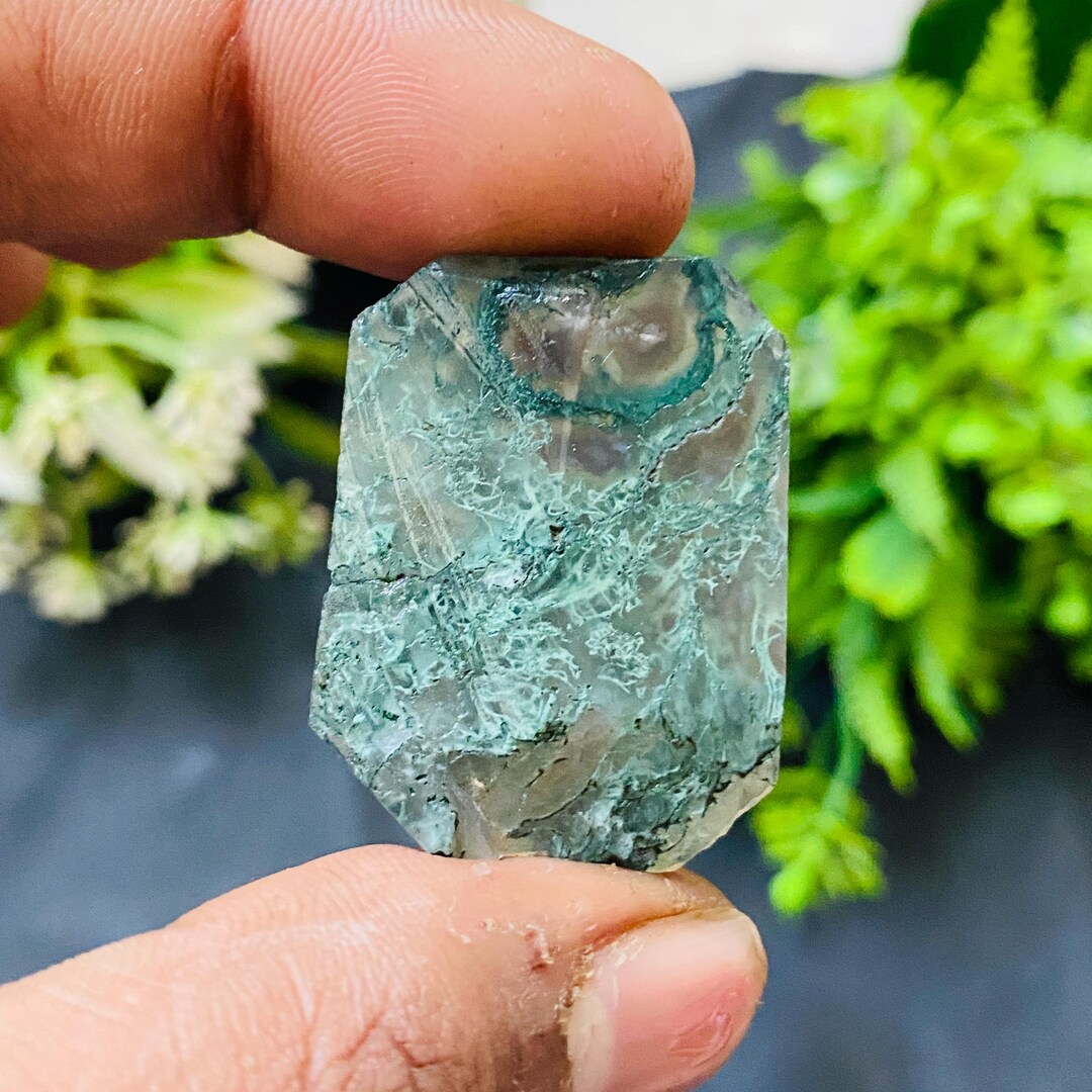 Genuine ~ Moss Agate Rough, Moss Agate Slab, Gemstone Raw, Size ...