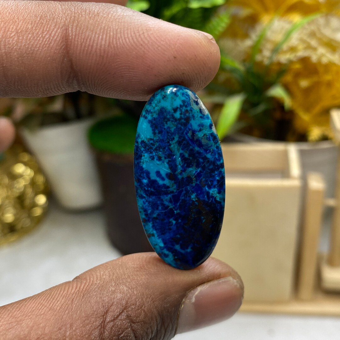 Top Quality Shattuckite With Azurite in Quartz Cabochon - Oval Shape ...