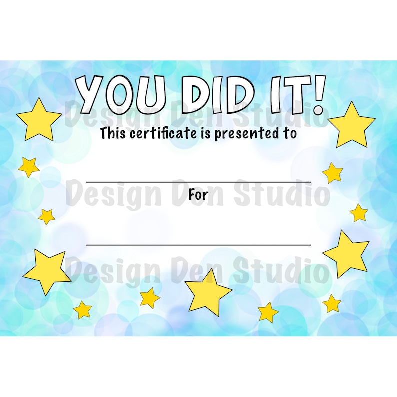 You Did It Award Certificate Custom Design Printable Digital Download ...