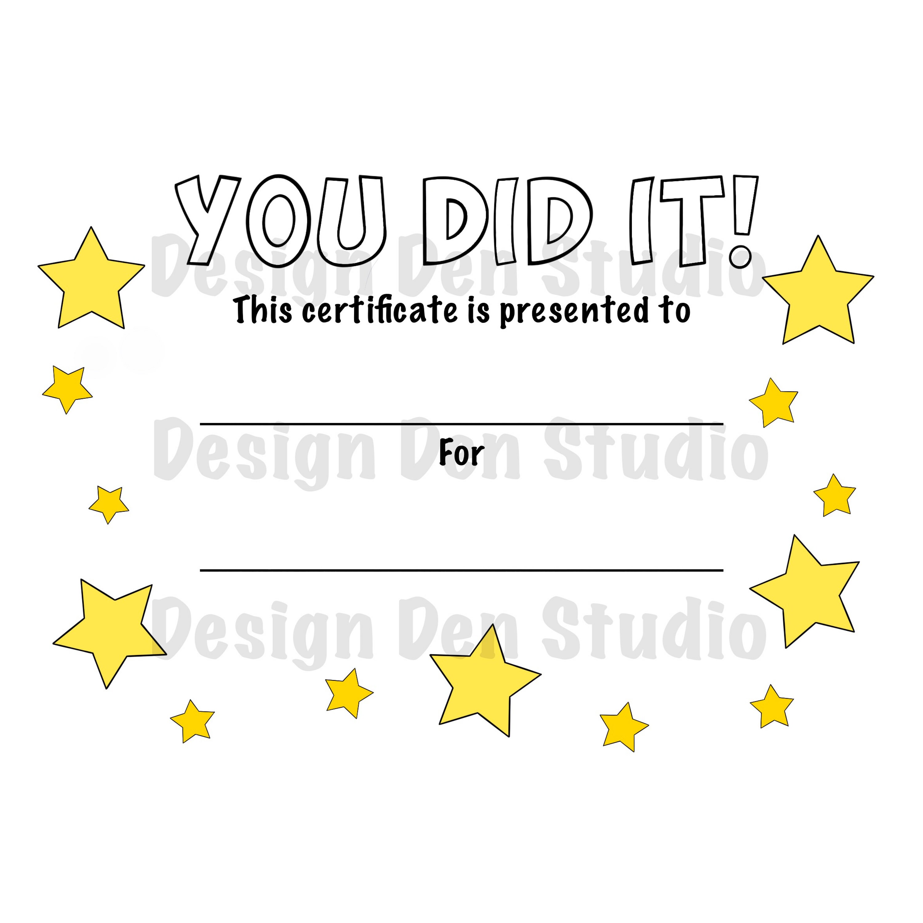 You Did It Award Certificate Custom Design Printable Digital Download ...