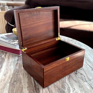 Wood Memory Box: Stained Keepsake Box With Hinged Lid - Etsy