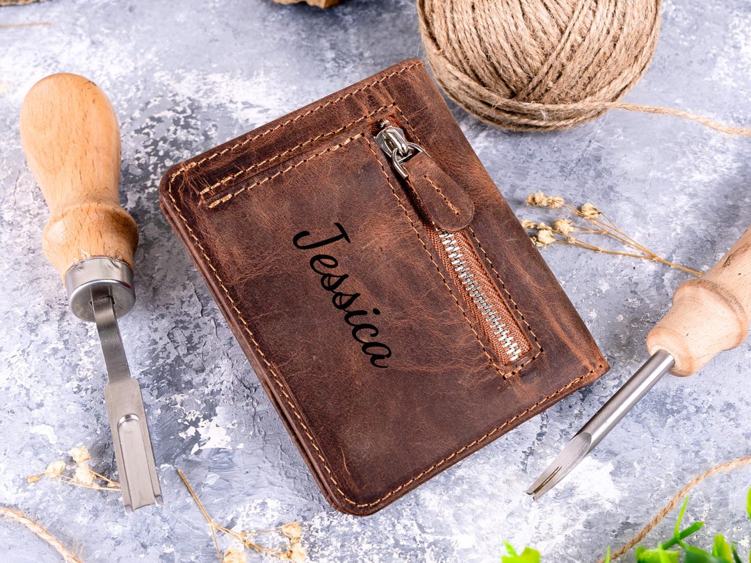 Personalized Leather Wallet for Women: Zipper Pouch, RFID Blocking - Etsy
