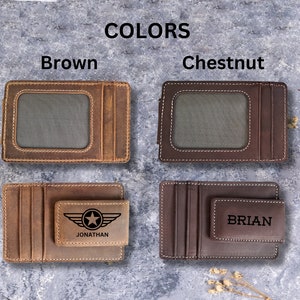 Slim Leather Card Holder: Minimalist Wallet With Magnet Money Clip - Etsy