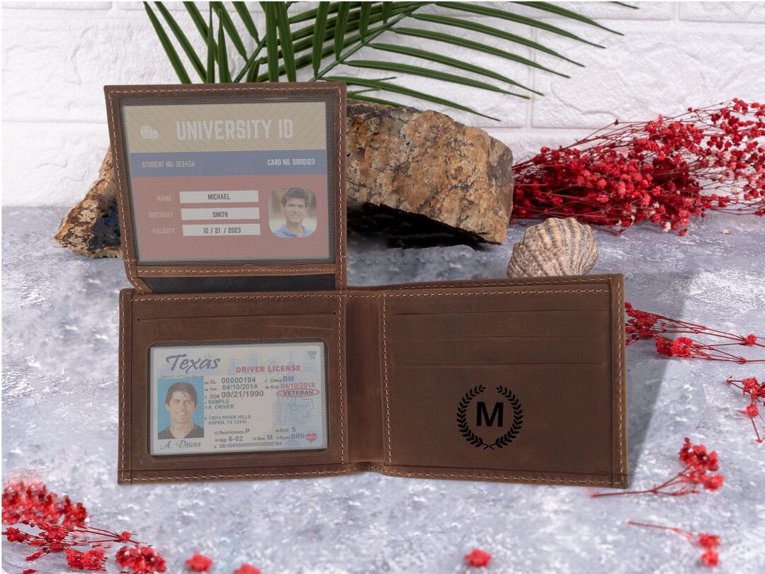 Personalized Slim Bifold Wallet With Flip up Double ID Windows for ...