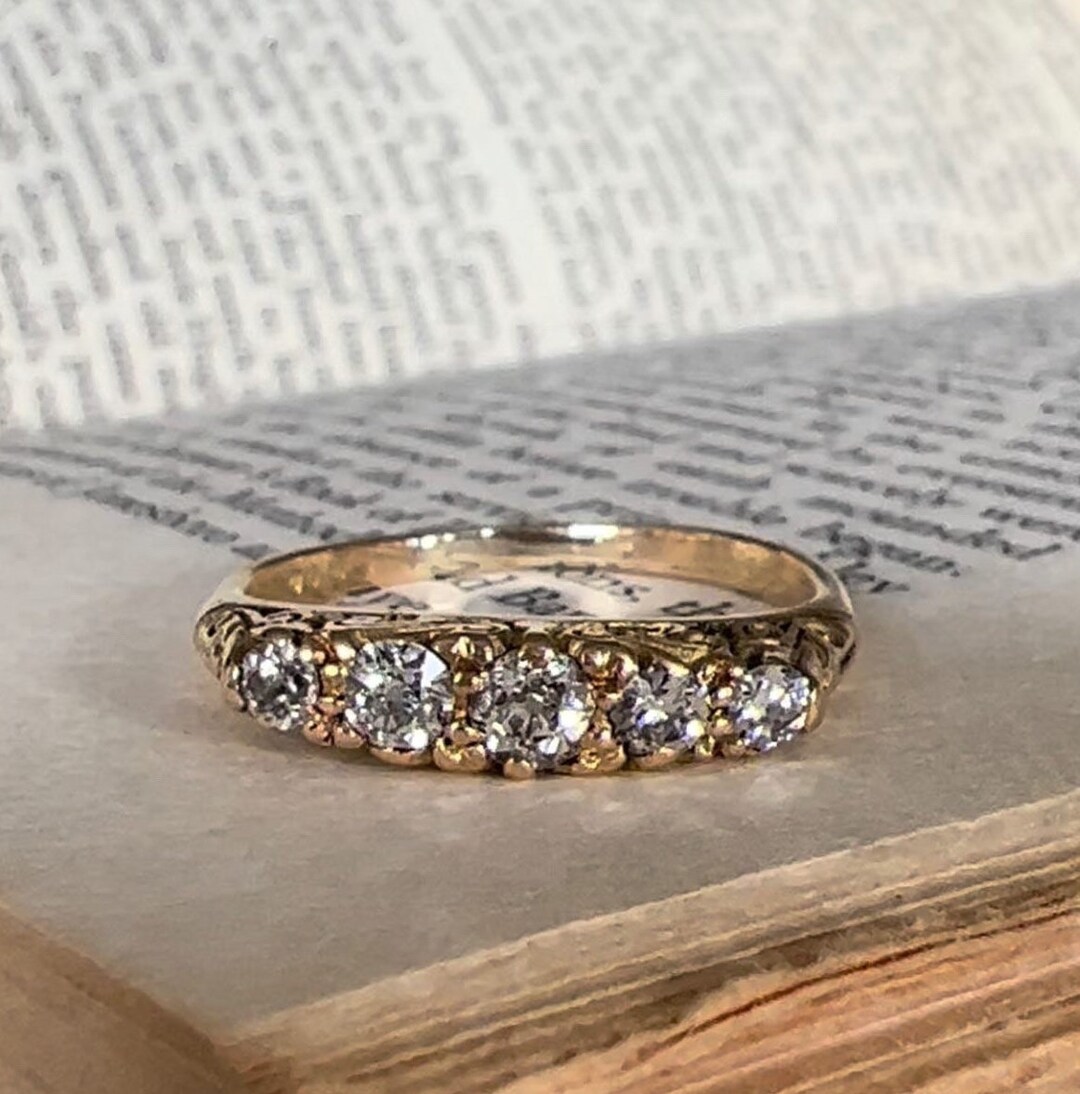 Vintage Diamond Filagree 18k Yellow Gold Ring - Etsy