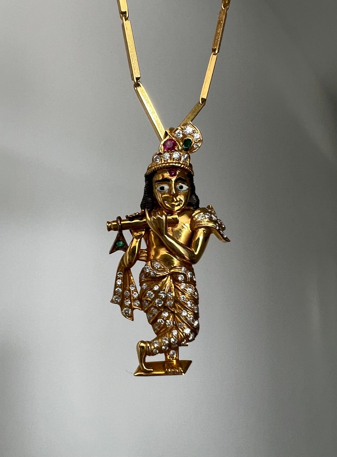Krishna Pendant in Solid 14k Gold and Diamonds for Necklace - Etsy