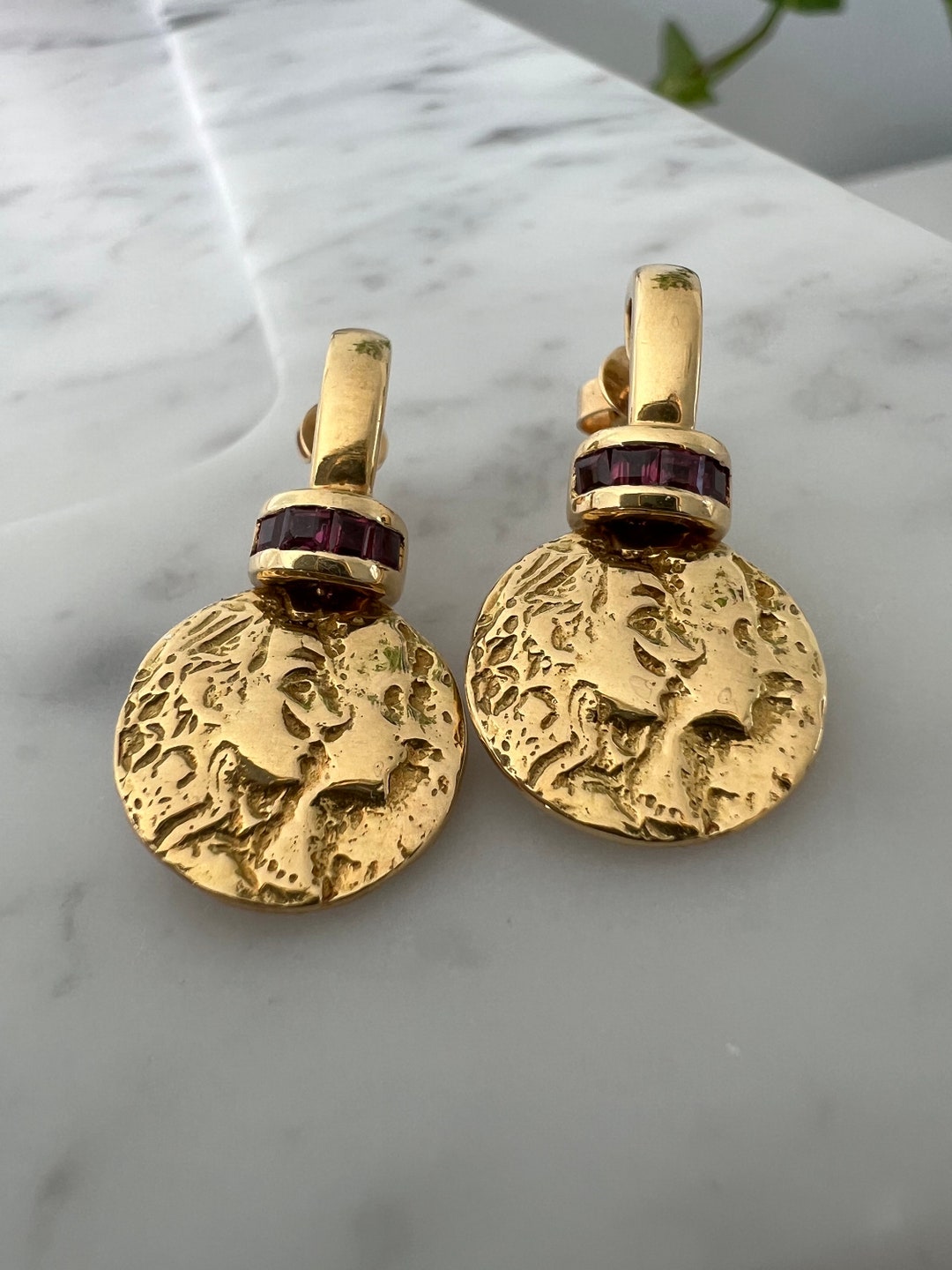 Vintage Salvador Dali 18k Gold Coin Earrings With Rubies - Etsy