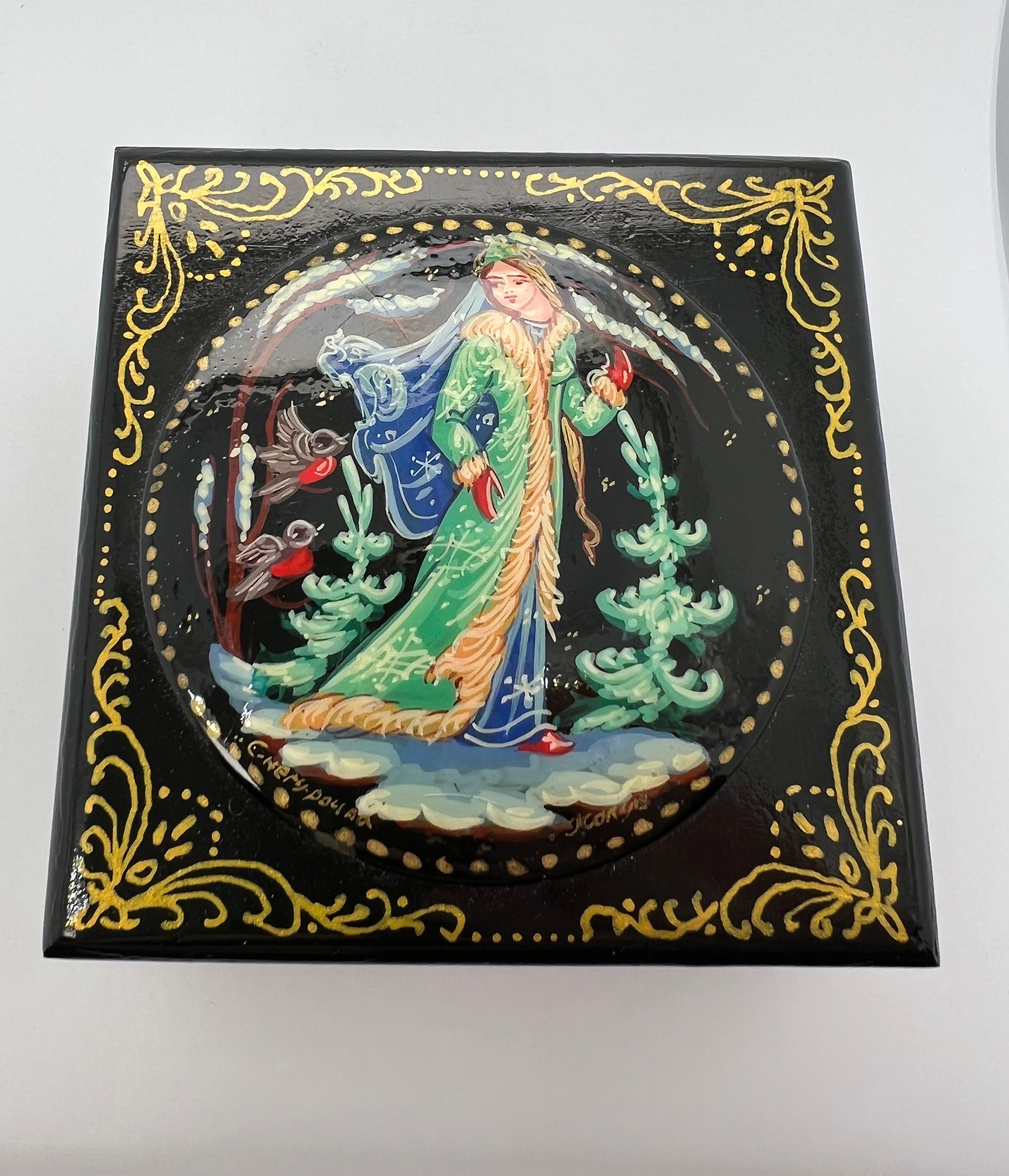 Vintage Russian Hand Painted Jewelry Box - Etsy