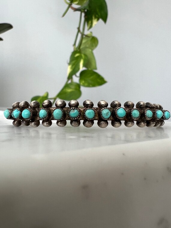 Vintage Zuni turquoise snake eye silver Native Americ… - Gem