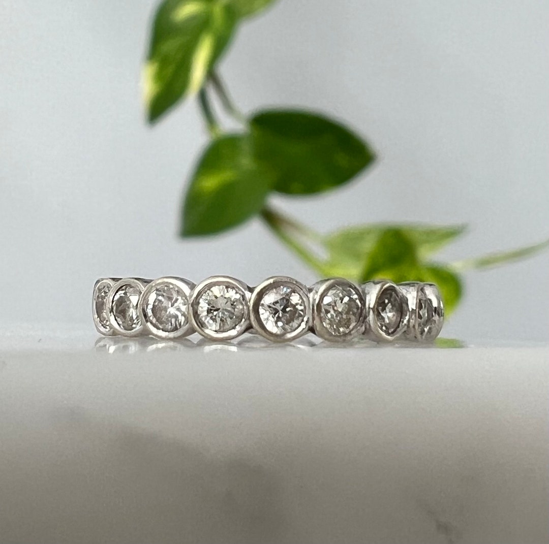 Vintage Natural Diamond Eternity Ring Band 14k White Gold Sz 4 - Etsy