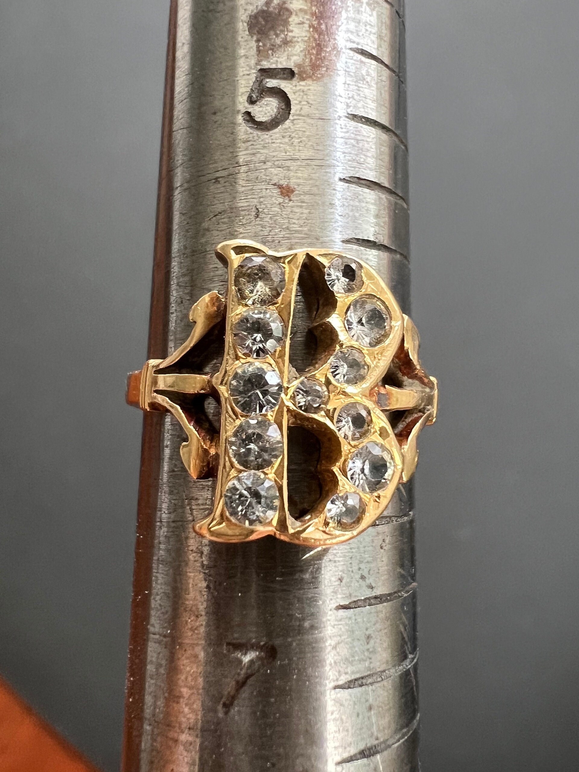 Antique/vintage 18k Yellow Gold B Initial Ring - Etsy
