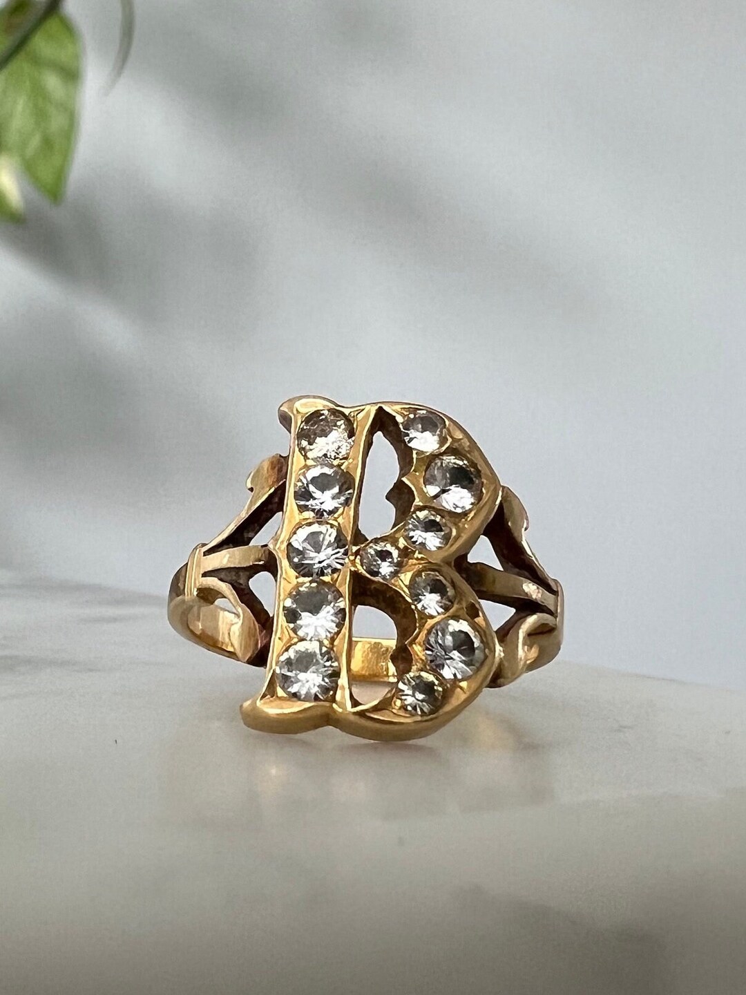 Antique/vintage 18k Yellow Gold B Initial Ring - Etsy