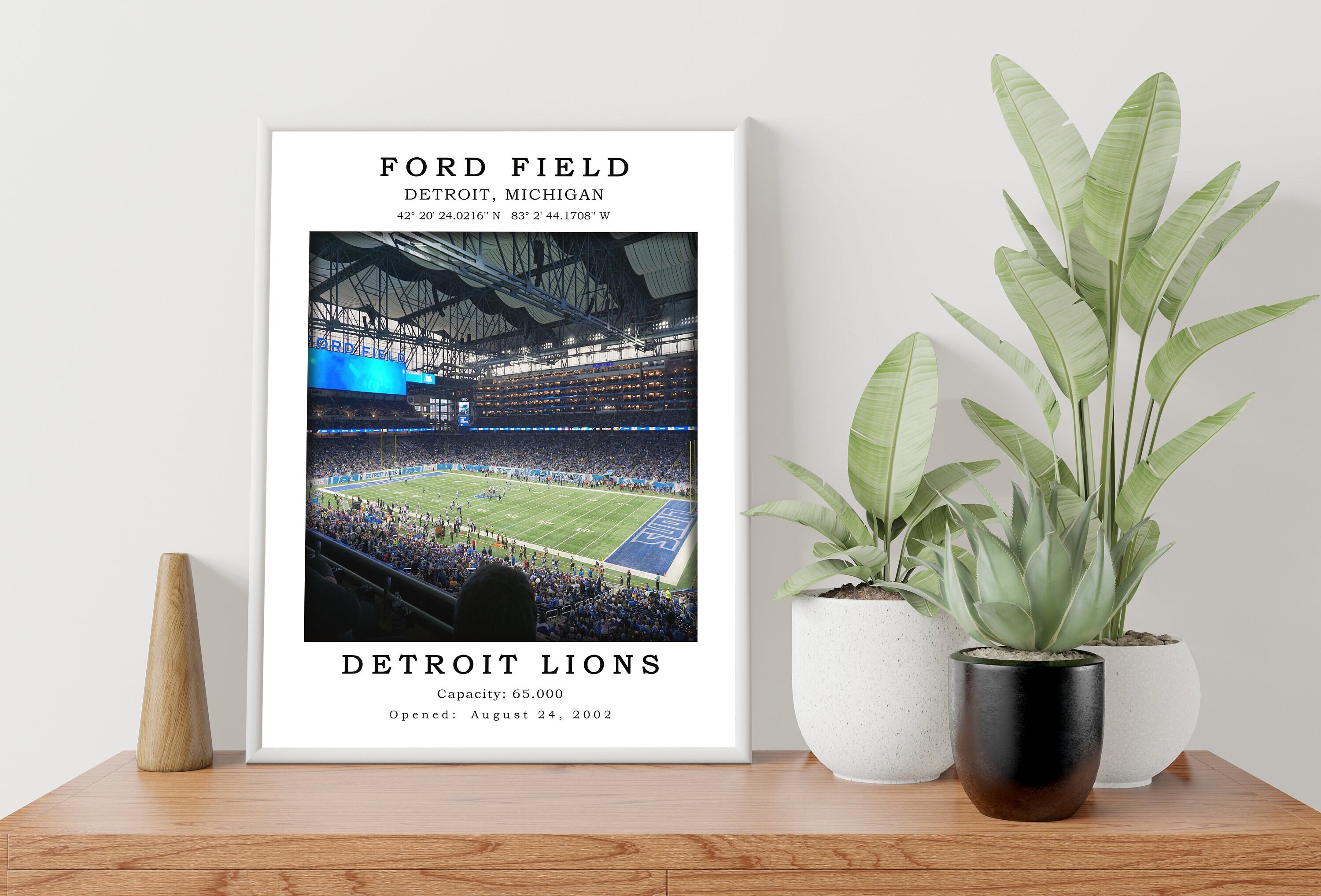 Ford Field Stadium Poster, Detroit Lion Stadium Poster , NFL Stadium ...