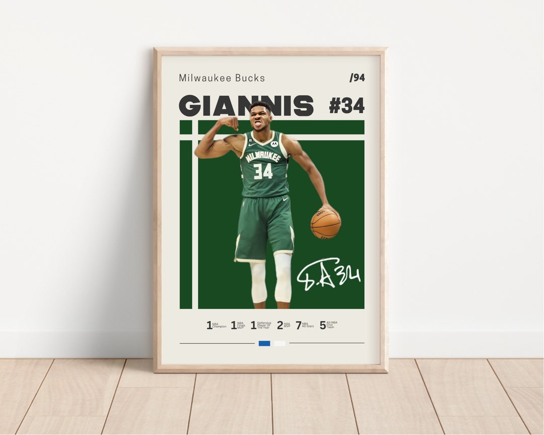 Giannis Antetokounmpo Poster , Milwaukee Bucks Print Poster, NBA ...